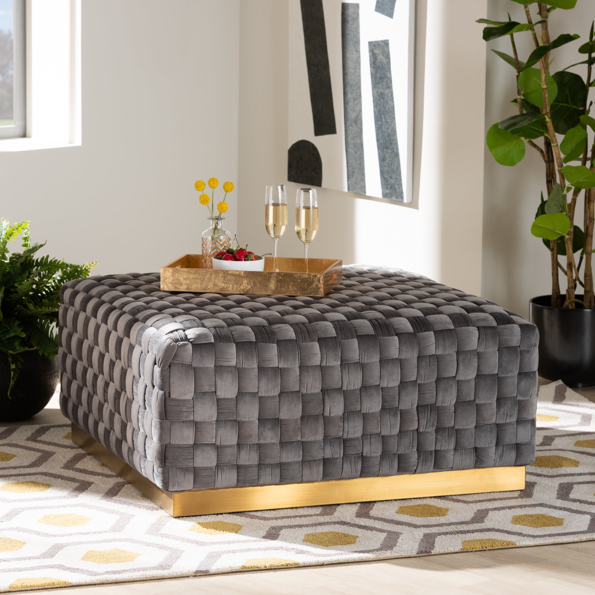 Baxton Studio Noah Luxe and Glam Grey Velvet Fabric Upholstered and ...