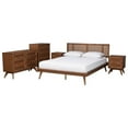 Baxton Studio Nura Walnut Brown Wood and Rattan Full Size 5-Piece ...