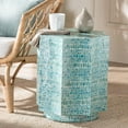 Baxton Studio Olesia Mosaic Bohemian End Table, Mother of Pearl, Blue ...