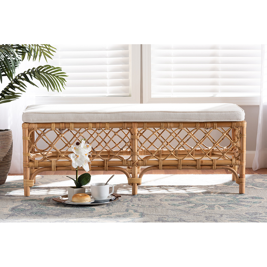 bali & pari Himari Rattan BOHO Bench, Natural Brown - Walmart.com