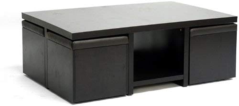 Baxton Studio Prescott 5 Piece Modern Table and Stool Set with Hidden ...