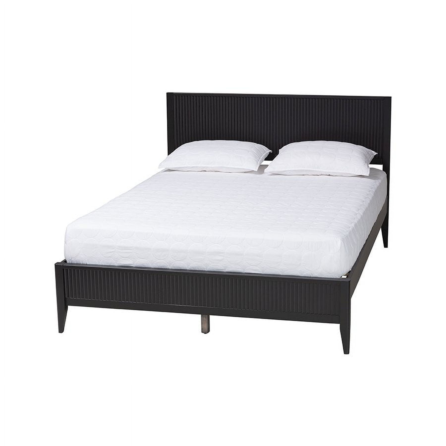 Baxton Studio Primrose Mid-Century Black Fluted Wood King Size Platform ...