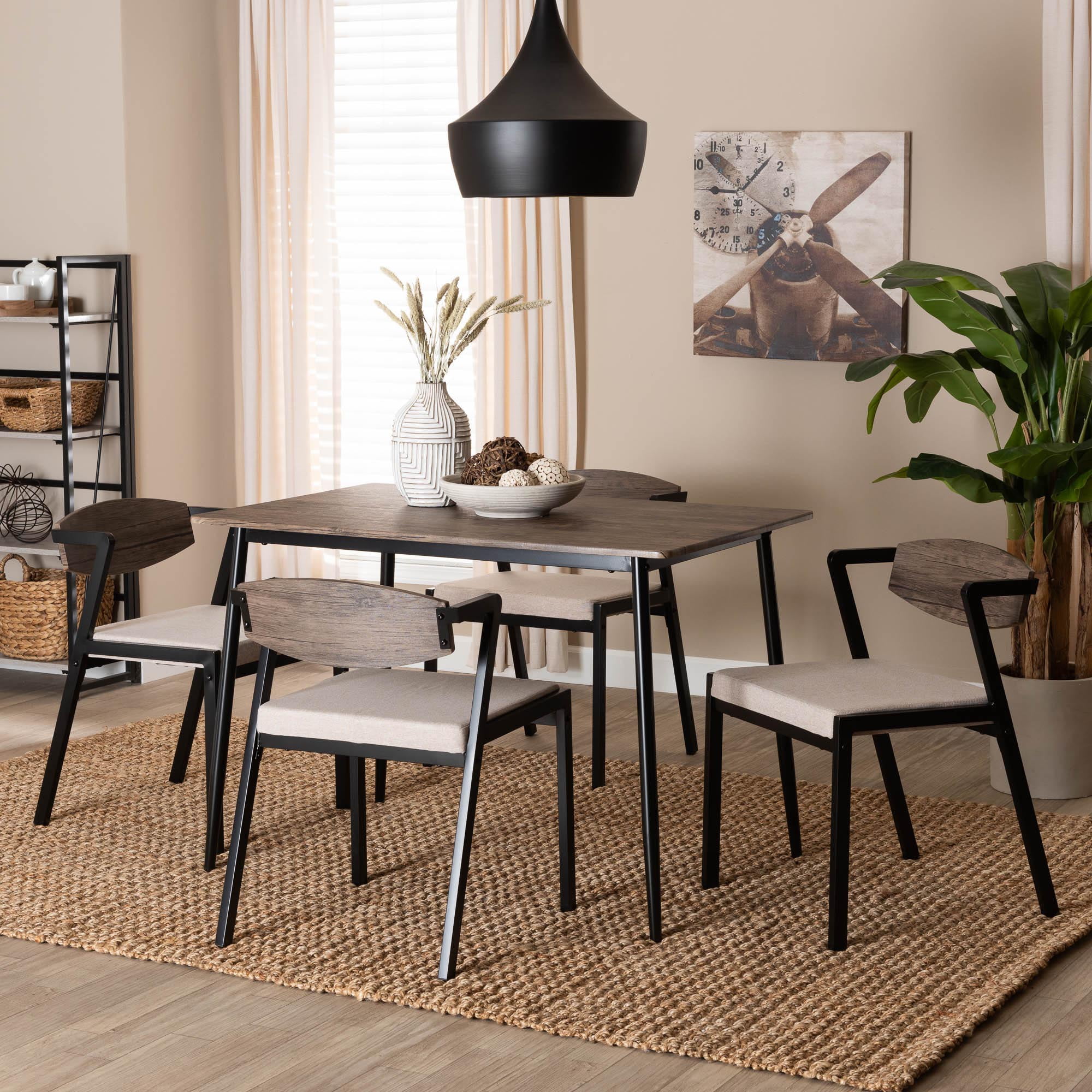 Baxton Studio Revelin Industrial Dining Set, 5-Piece, Dark Brown ...