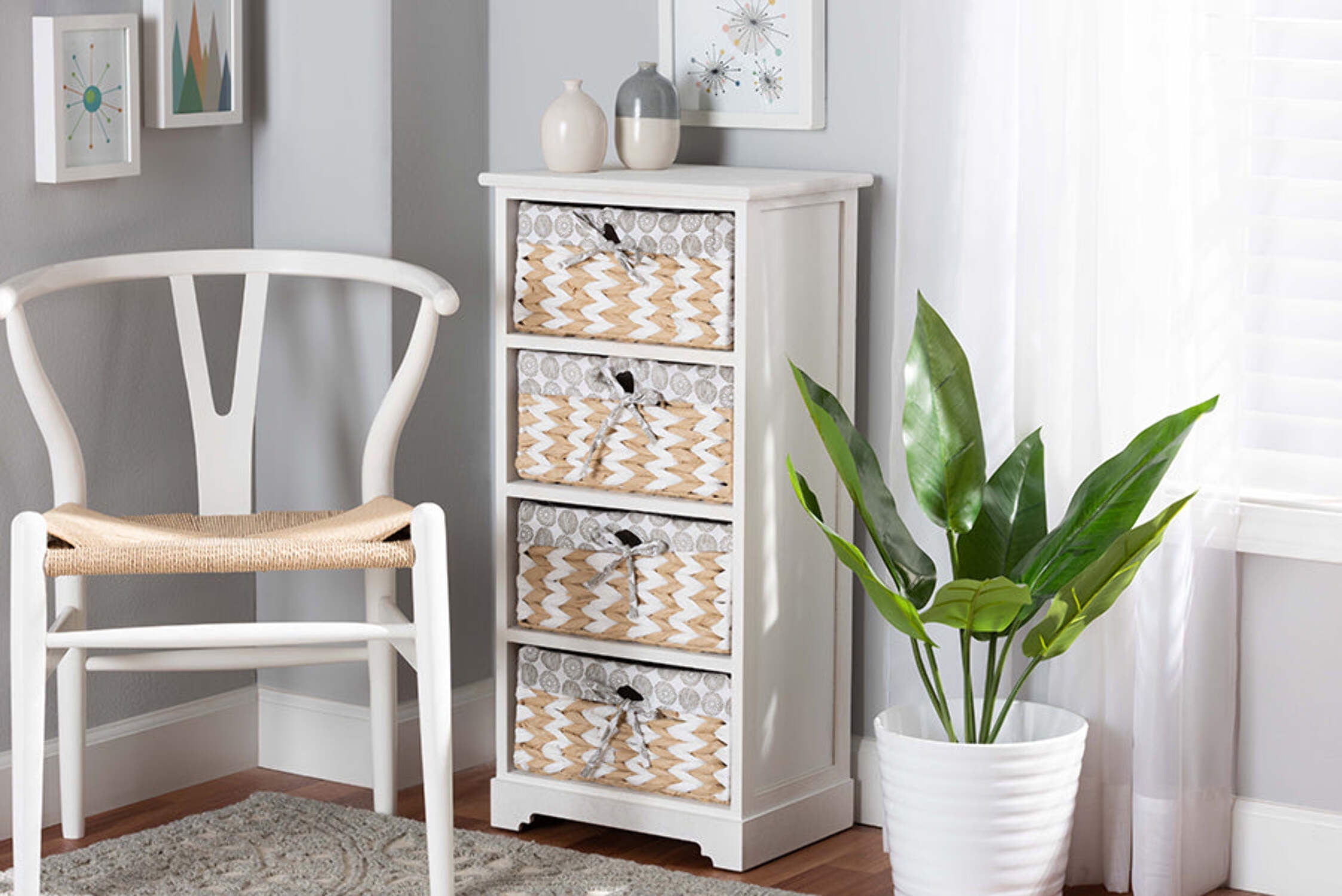 Baxton Studio Rianne Modern Transitional White Finished Wood 4-Basket ...