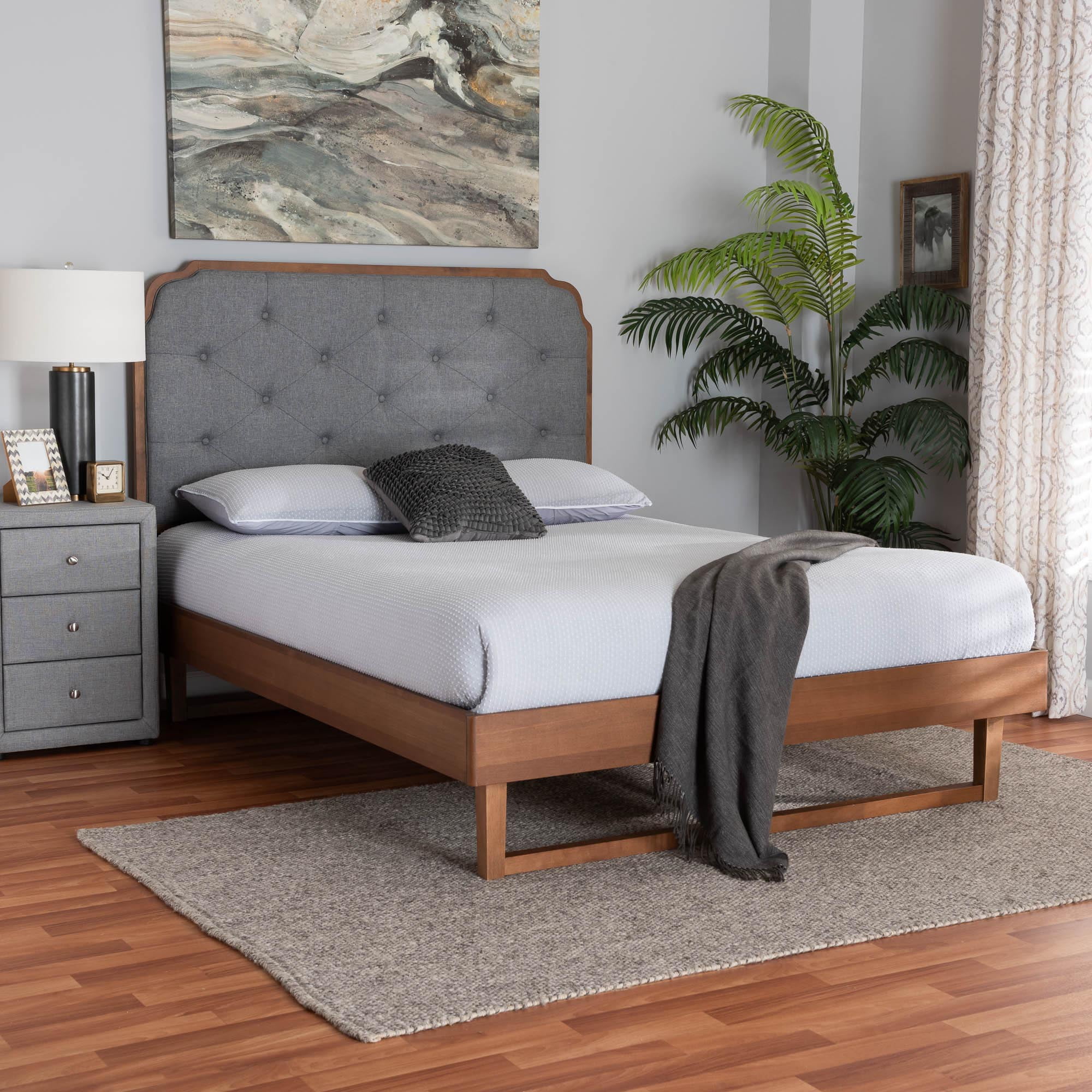 Baxton Studio Roald Mid-Century Platform bed, Queen, Walnut Brown - Walmart.com