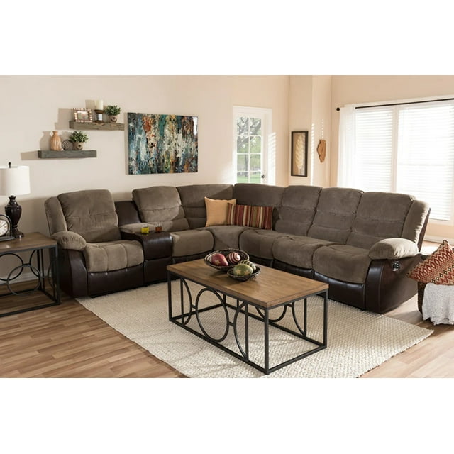 Baxton Studio Robinson Modern and Contemporary Taupe Fabric and Brown ...