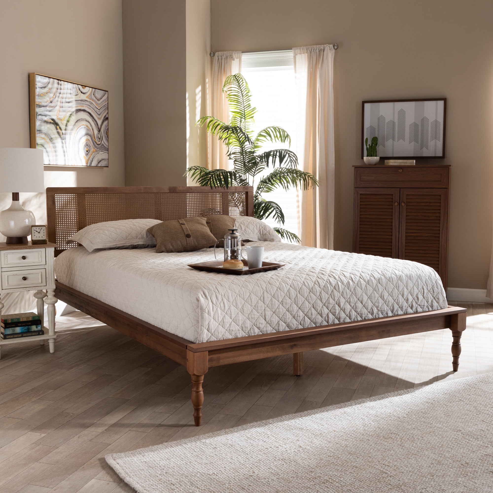 Baxton Studio Romy Vintage French Inspired Ash Wanut Finished Wood and ...