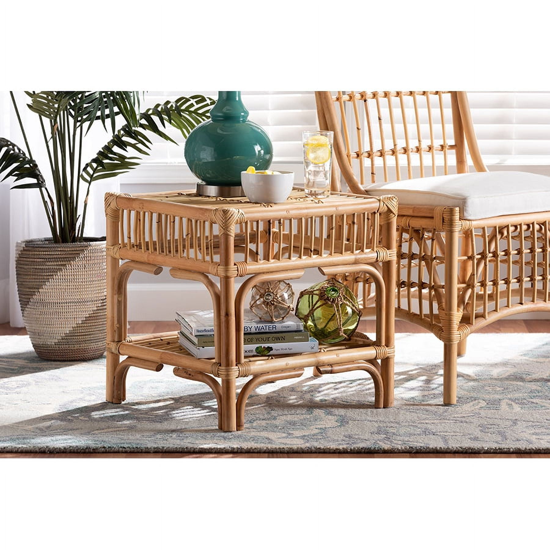Wholesale Interiors Baxton Studio Rose Bohemian Rattan End Table ...