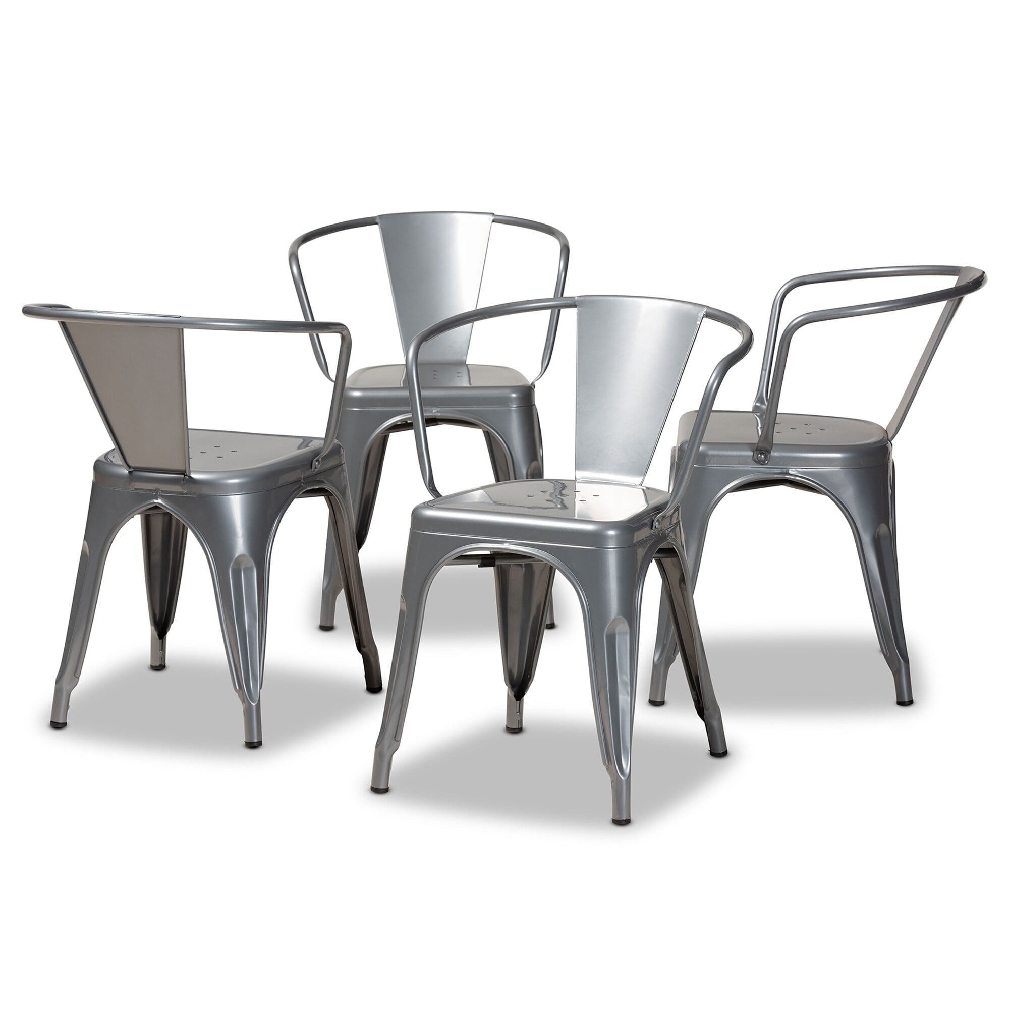 Baxton Studio Ryland Modern and Industrial Metal Dining Chair Set (4PC ...