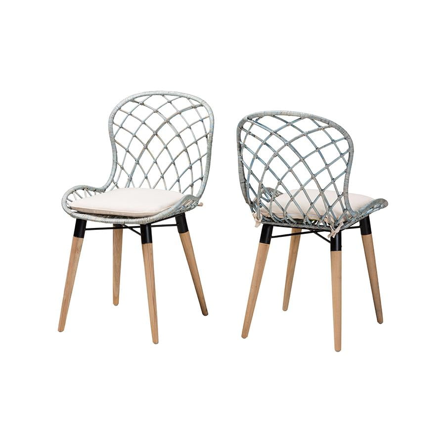 bali & pari Light Blue Rattan 2-Piece Dining Chair Set - Walmart.com