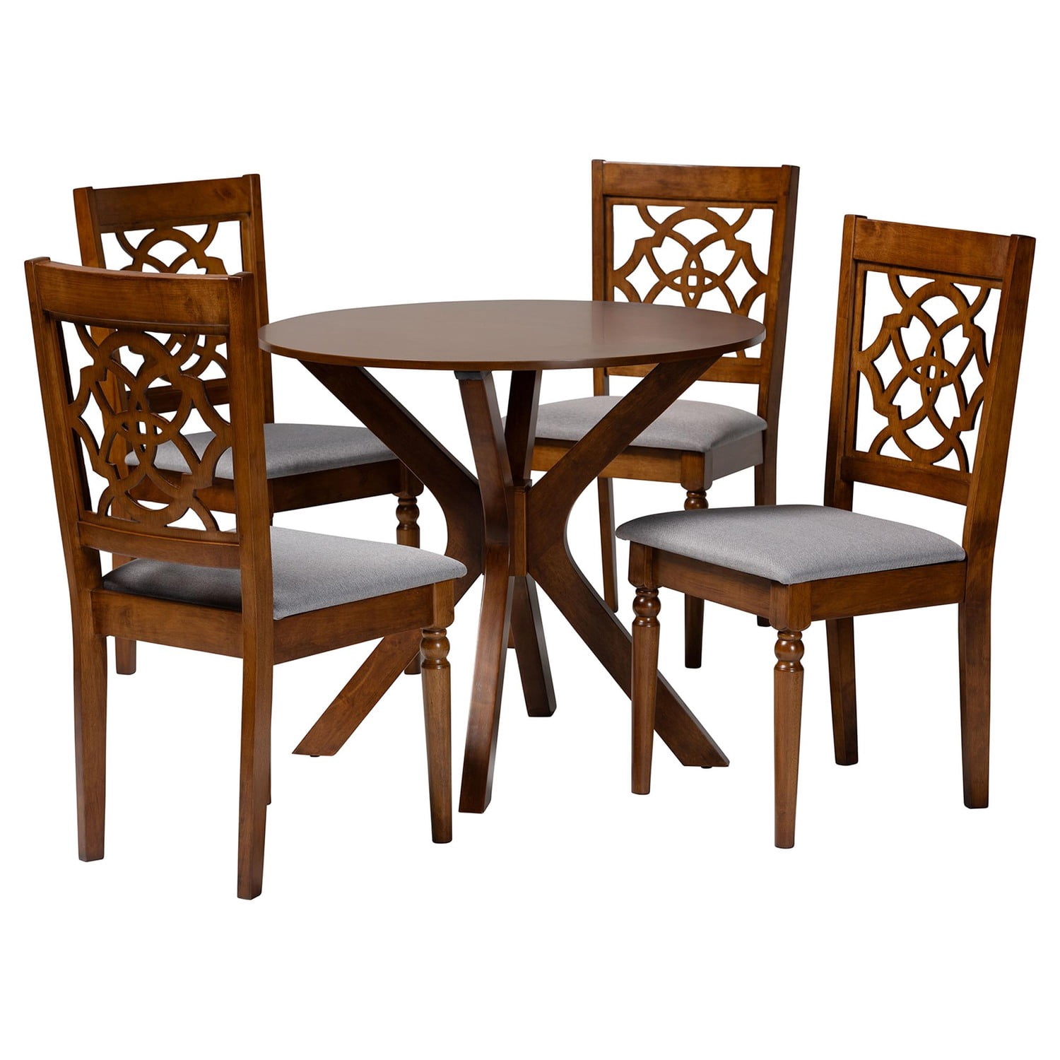 Baxton Studio Sadie Modern Grey and Walnut Brown Wood 5-Piece Dining ...