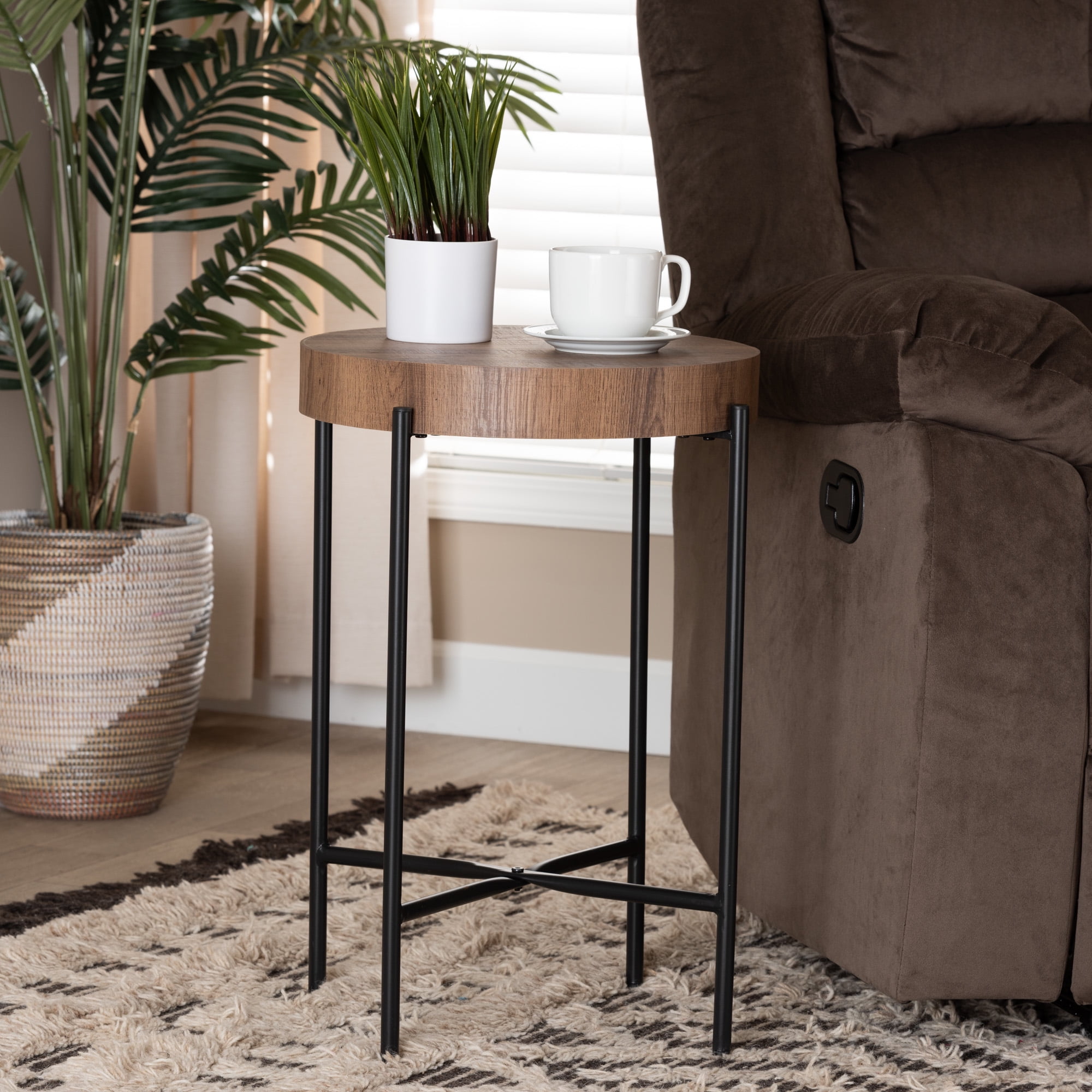 Baxton Savion Modern Industrial End Table - Wood & Metal - Walmart.com