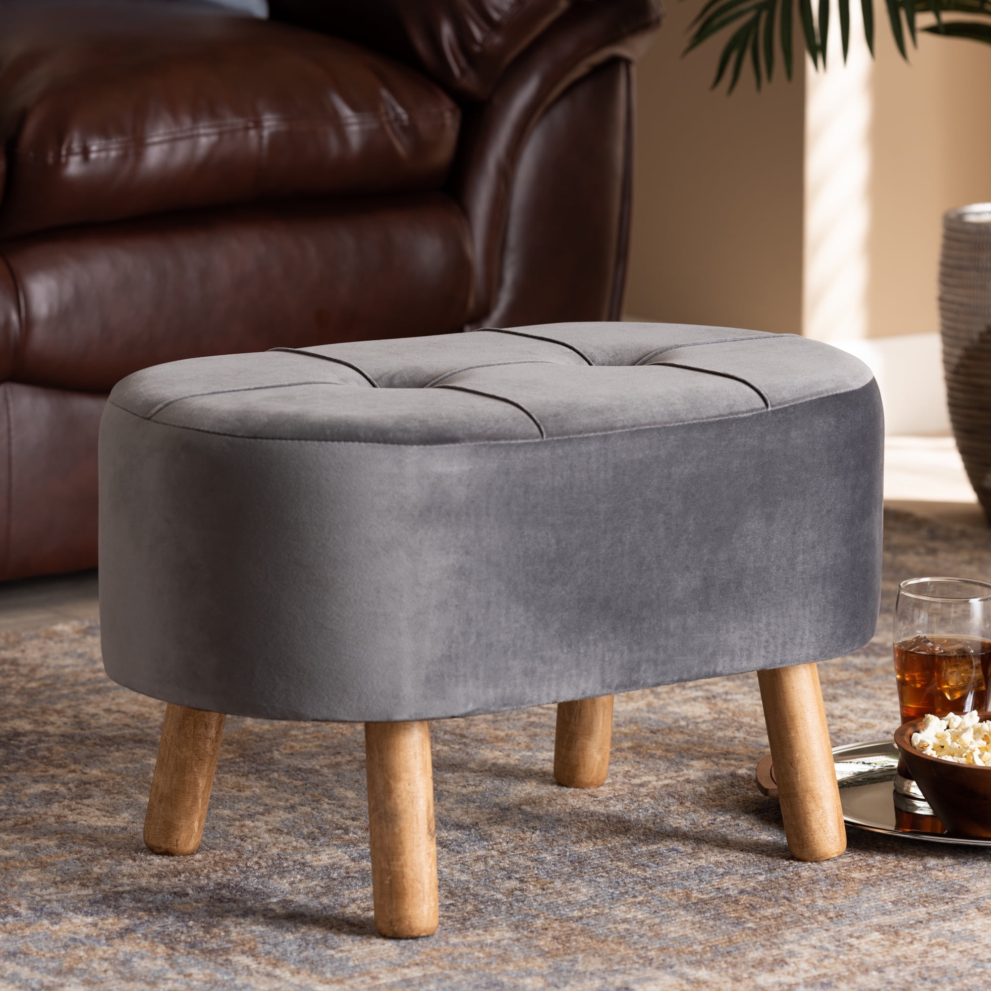 Free Shipping! Baxton Studio Simone Mid-Century Modern Grey Velvet ...