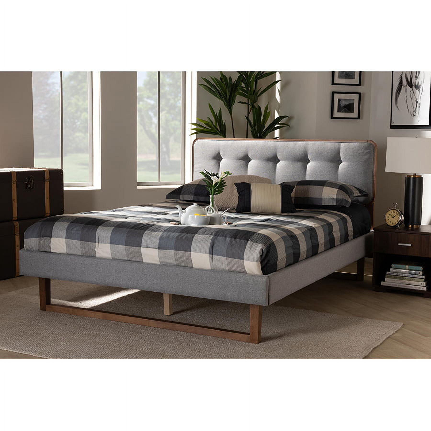 Baxton Studio Sofia Mid-Century Modern Light Grey Fabric Upholstered ...