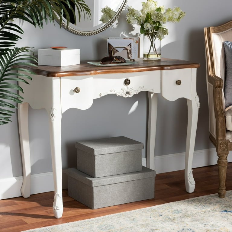 White 3 drawer console table store