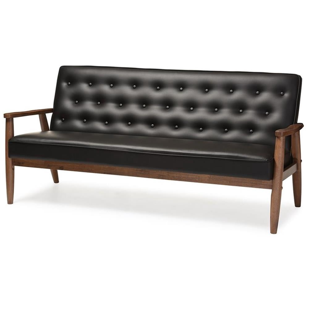 Baxton Studio Sorrento Mid-century Retro Modern Black Faux Leather ...