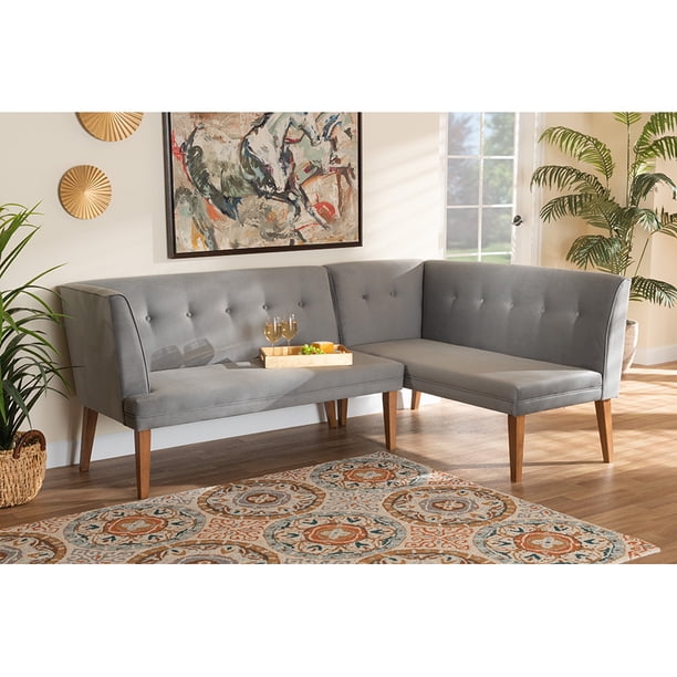 Baxton Studio Stewart Mid-Century Modern Grey Velvet Upholstered and ...