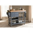 Baxton Studio Sunderland Coastal and Farmhouse Grey Wood Kitchen Cart ...