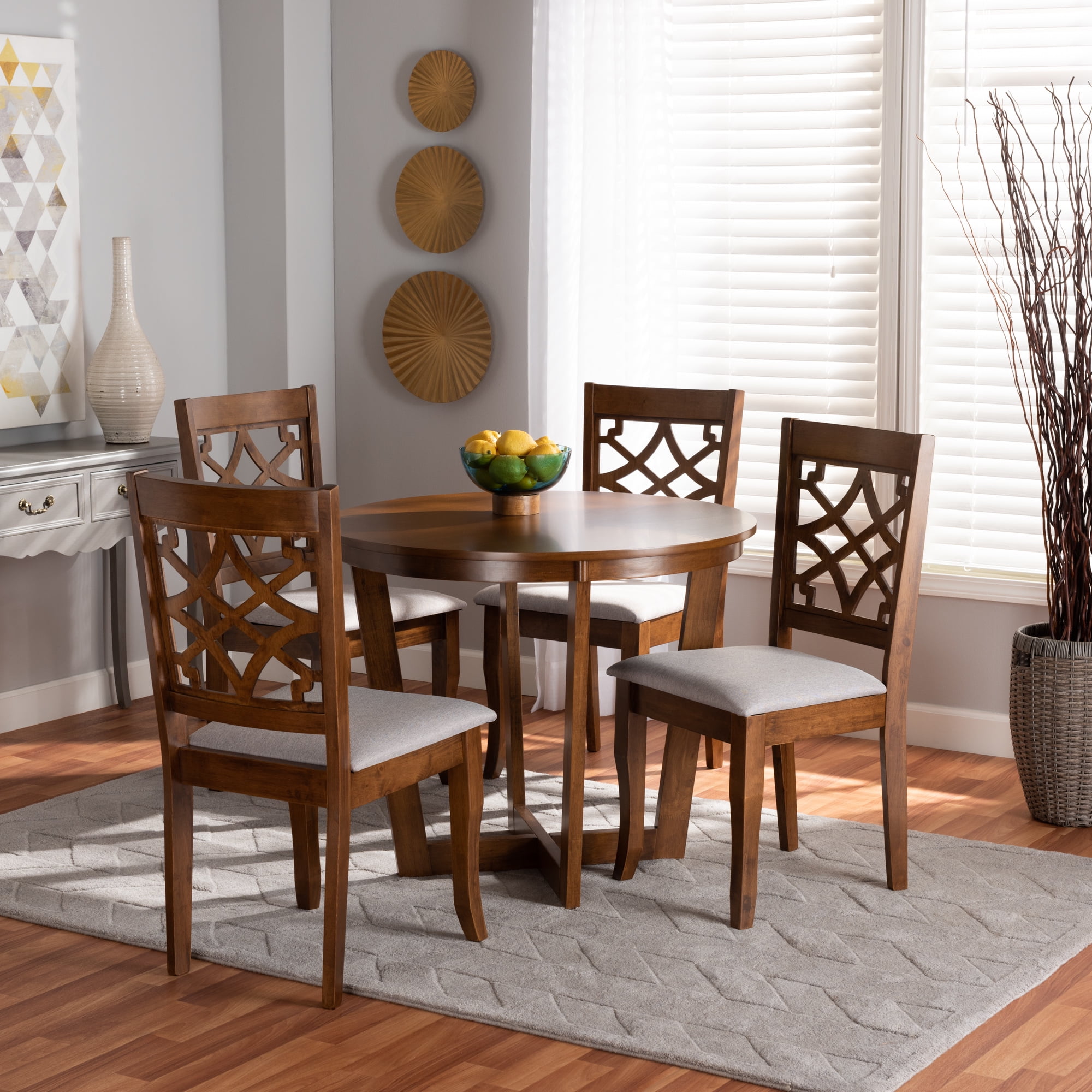Baxton Studio Tricia Dining Set - Grey Upholstered 5-Piece - Walmart.com