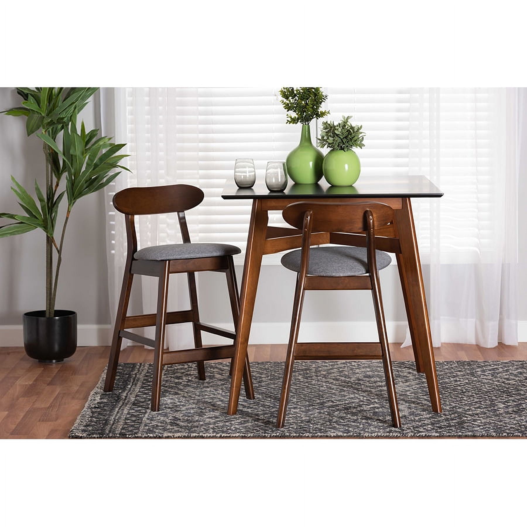 Baxton Studio Ulyana Mid-Century Grey Fabric and Dirty Oak Finished ...