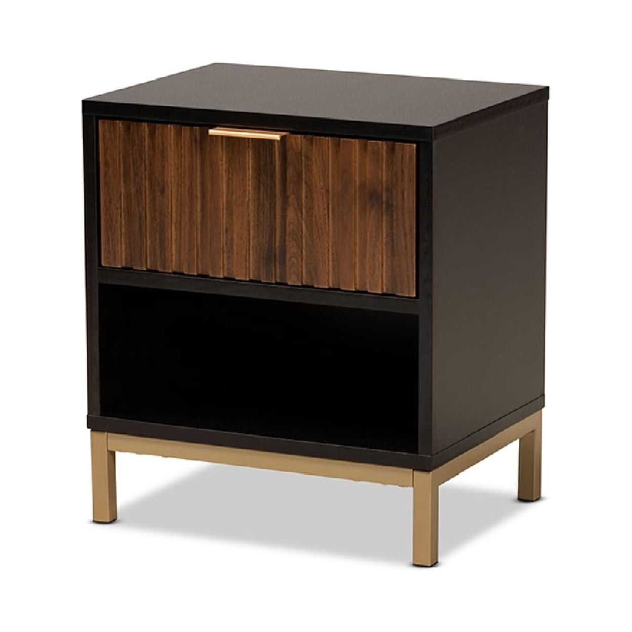 Baxton Studio Uriel Mid-Century Base, Two-Tone Brown/Black Wood with ...