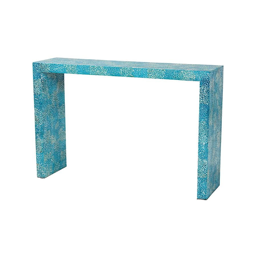 Baxton Studio Veruca Mother of Pearl & Wood Console Table in Blue ...