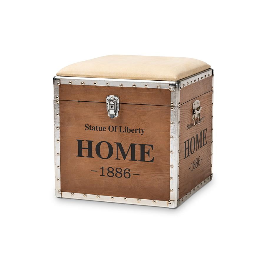 Baxton Studio Violetta Vintage Industrial Beige Fabric Upholstered Wood ...