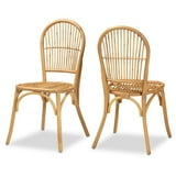 Baxton Studio Wina Modern Bohemian Natural Brown Rattan 2-Piece Dining ...