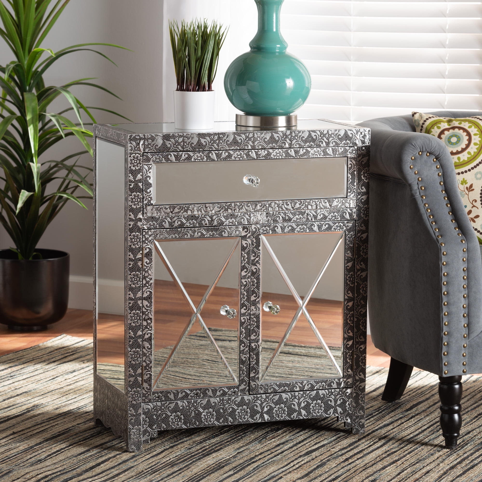 Silver mirrored sideboard store