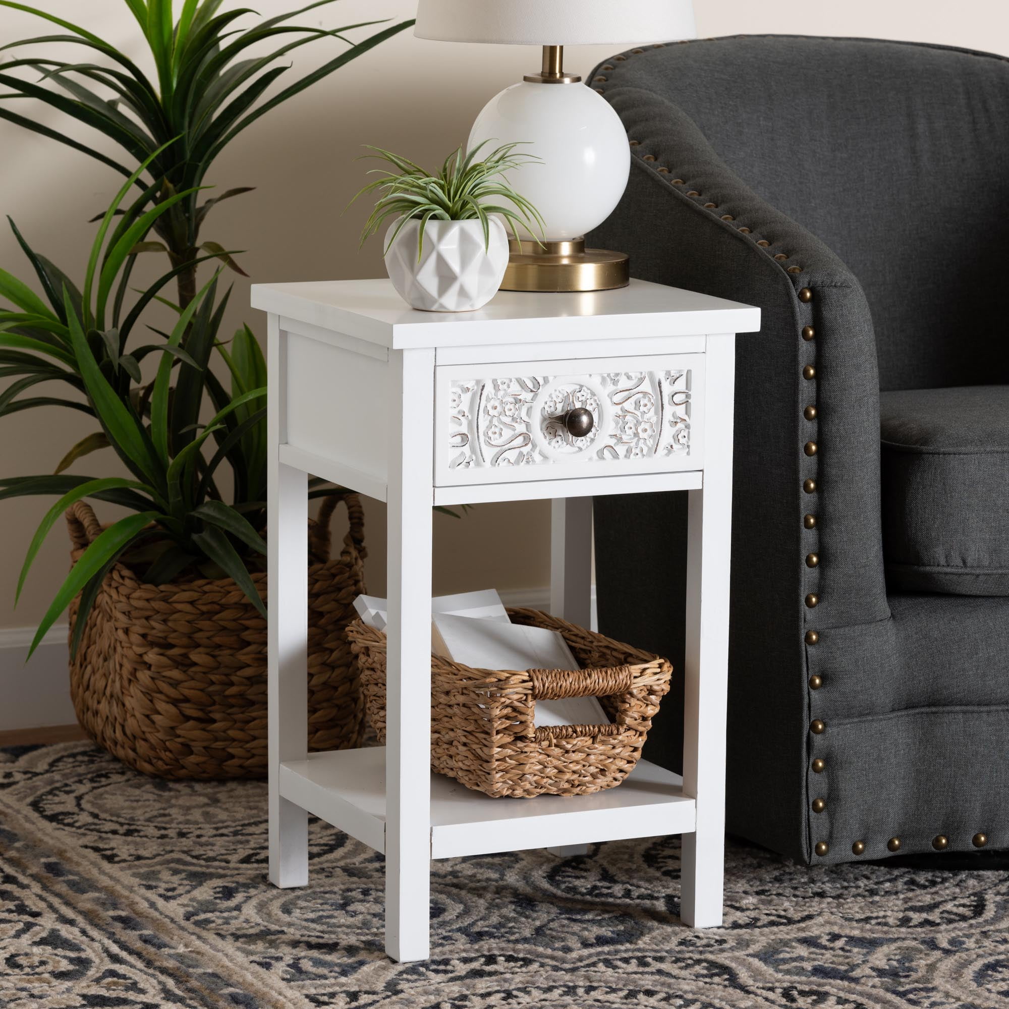 Baxton Yelena End Table - Classic Traditional White Wood - Walmart.com