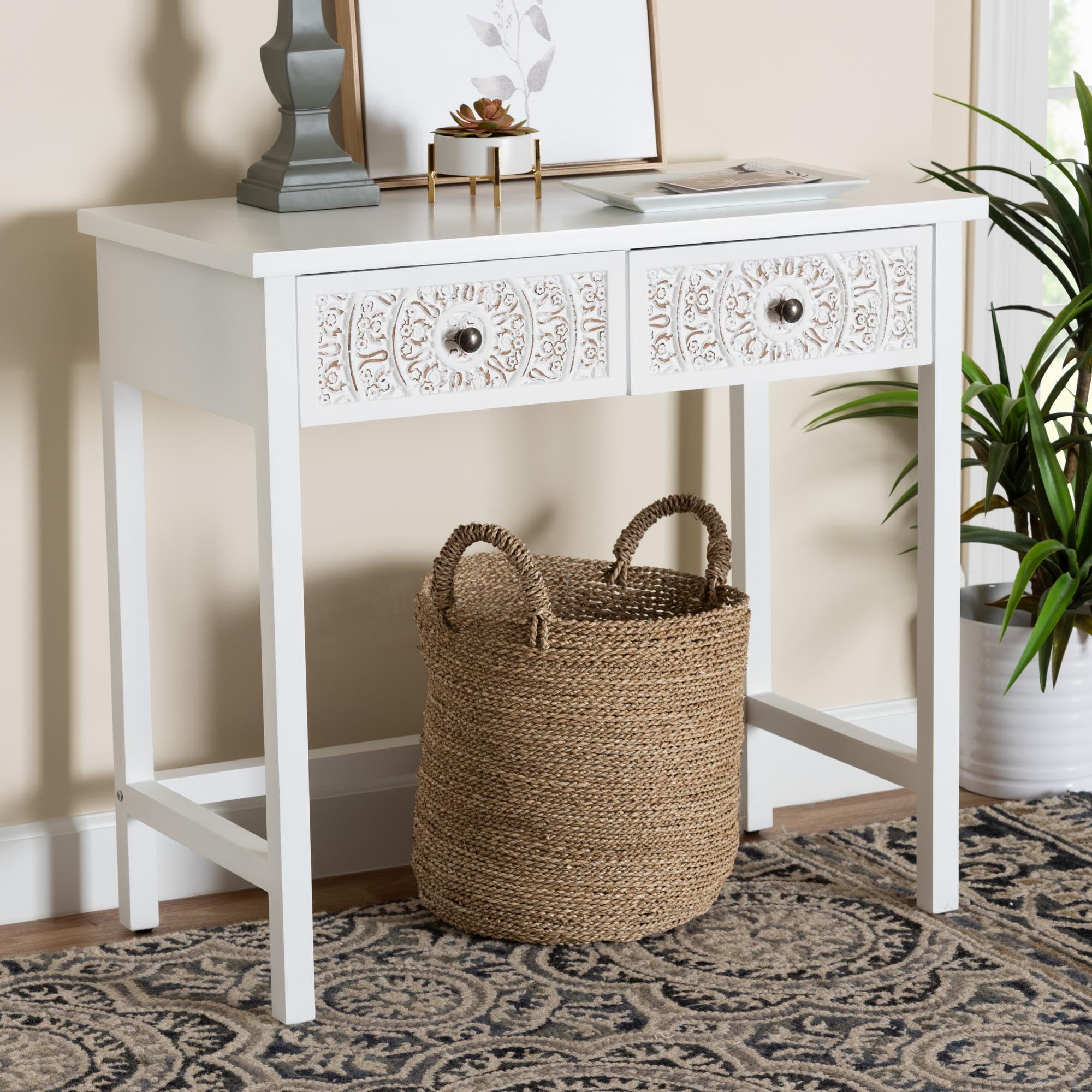 Baxton Studio Yelena Classic and Traditional White Finished Wood 2 ...