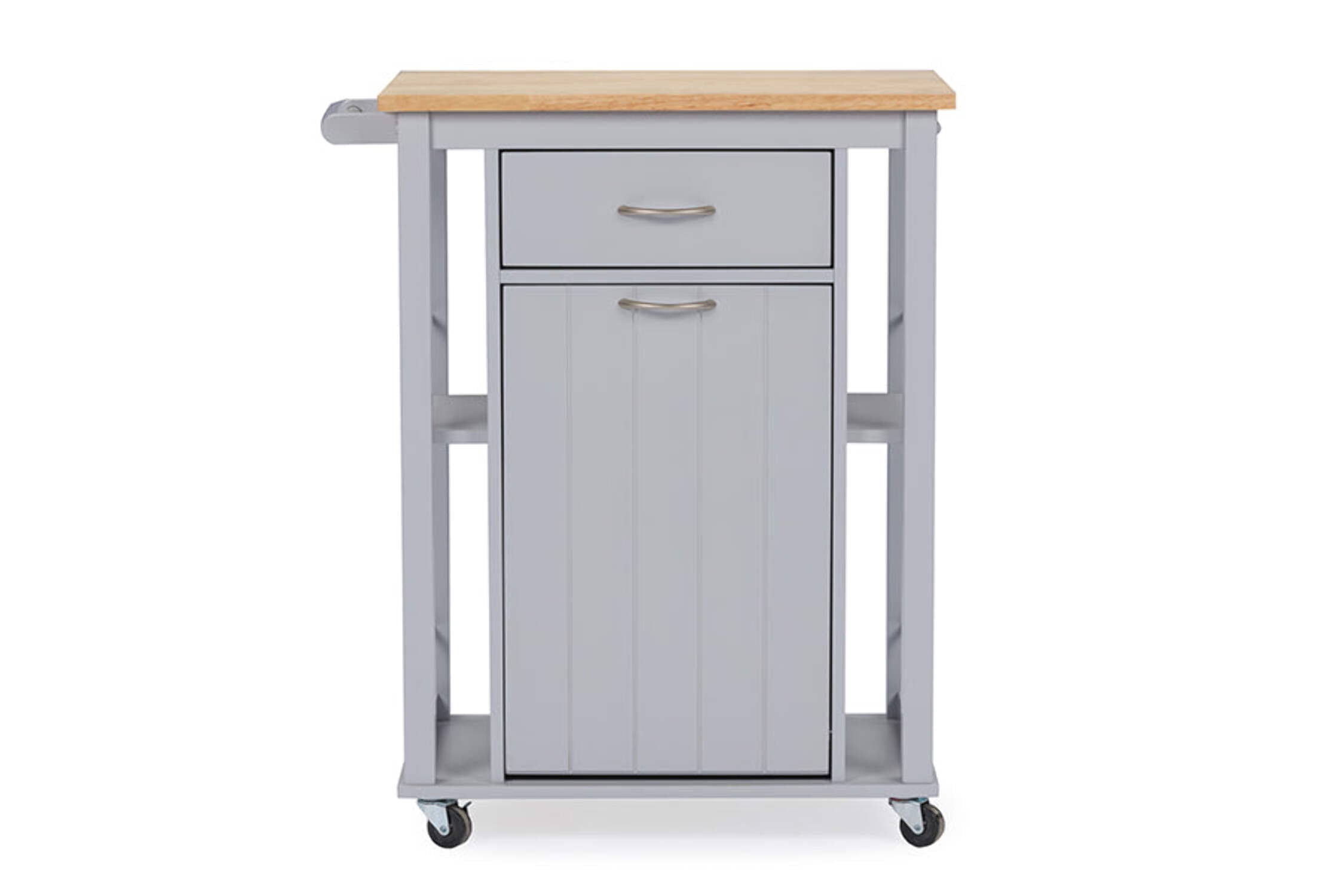 Baxton Studio Yonkers Contemporary Light Grey Kitchen Cart with Wood ...