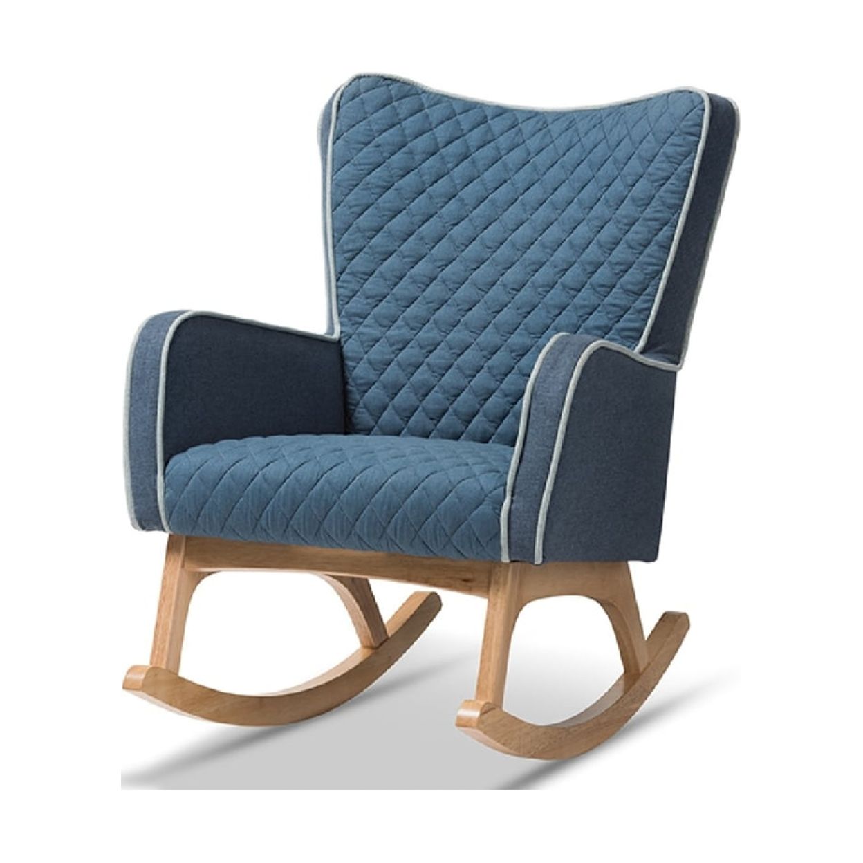 Baxton Studio Zoelle Mid-Century Modern Blue Fabric Upholstered Natural ...