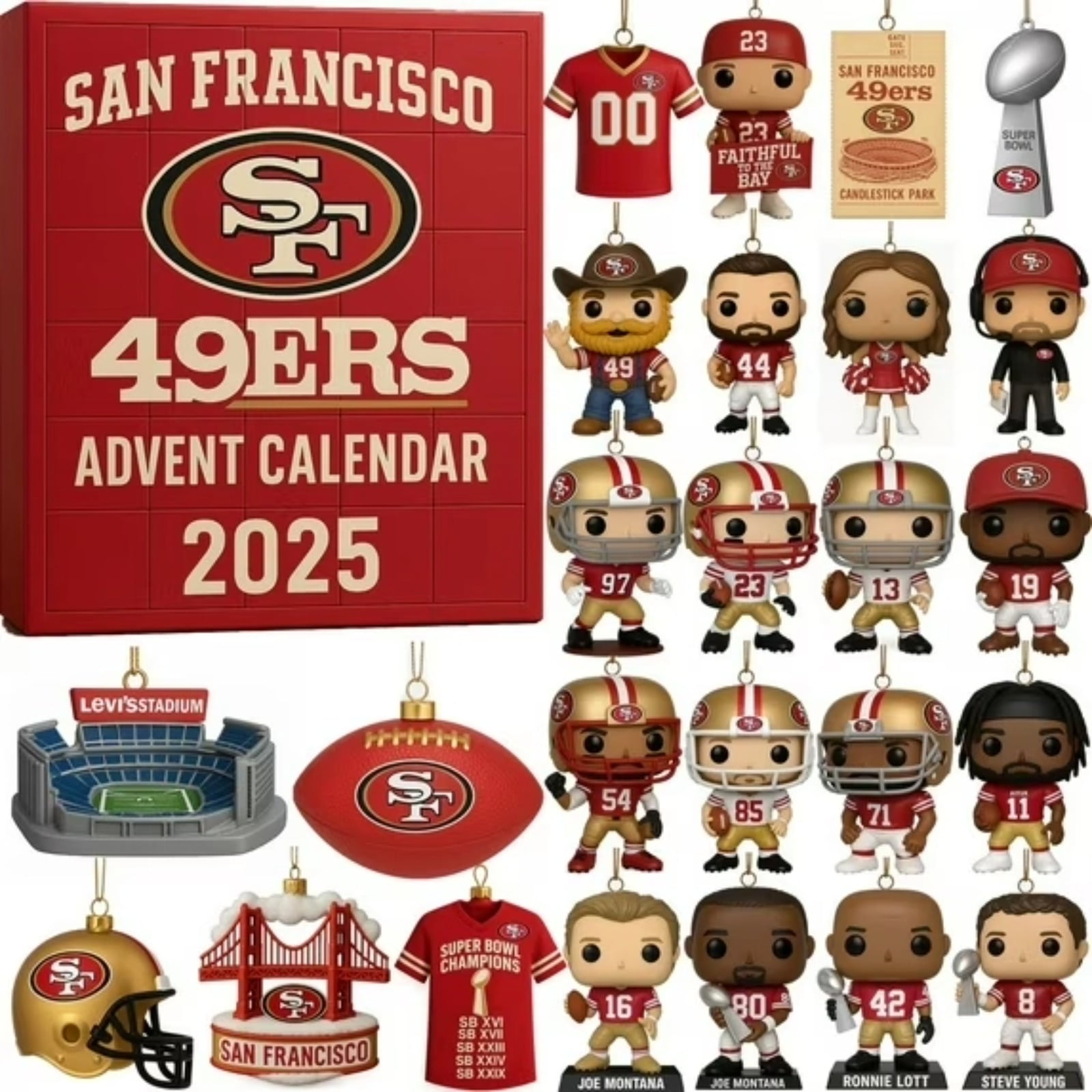 Bay Area Football Advent Calendar 2025 - 25 Day Countdown, Red & Gold ...