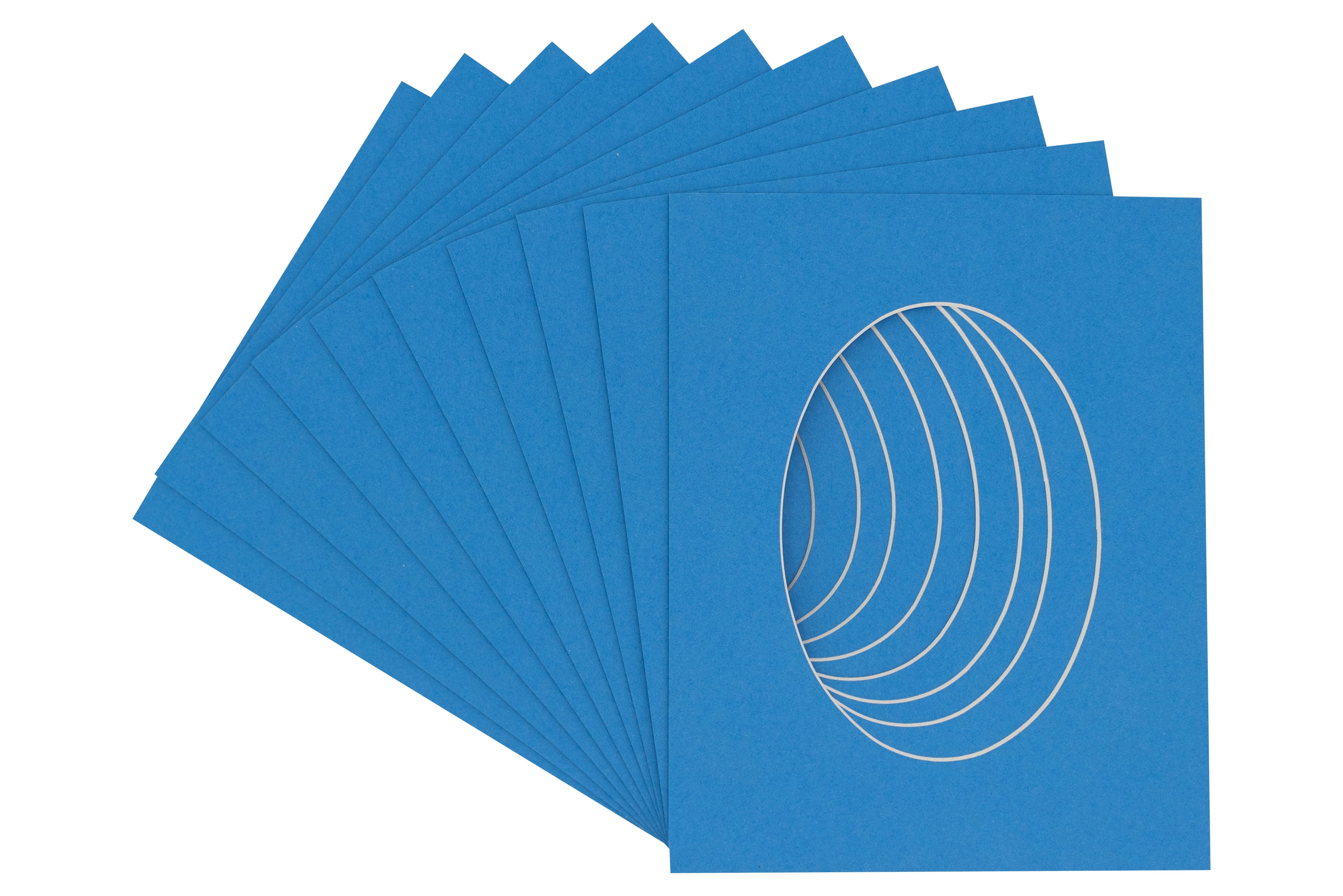 Bay Blue Acid Free 6x7.5 Oval Picture Frame Mat with White Core Bevel ...