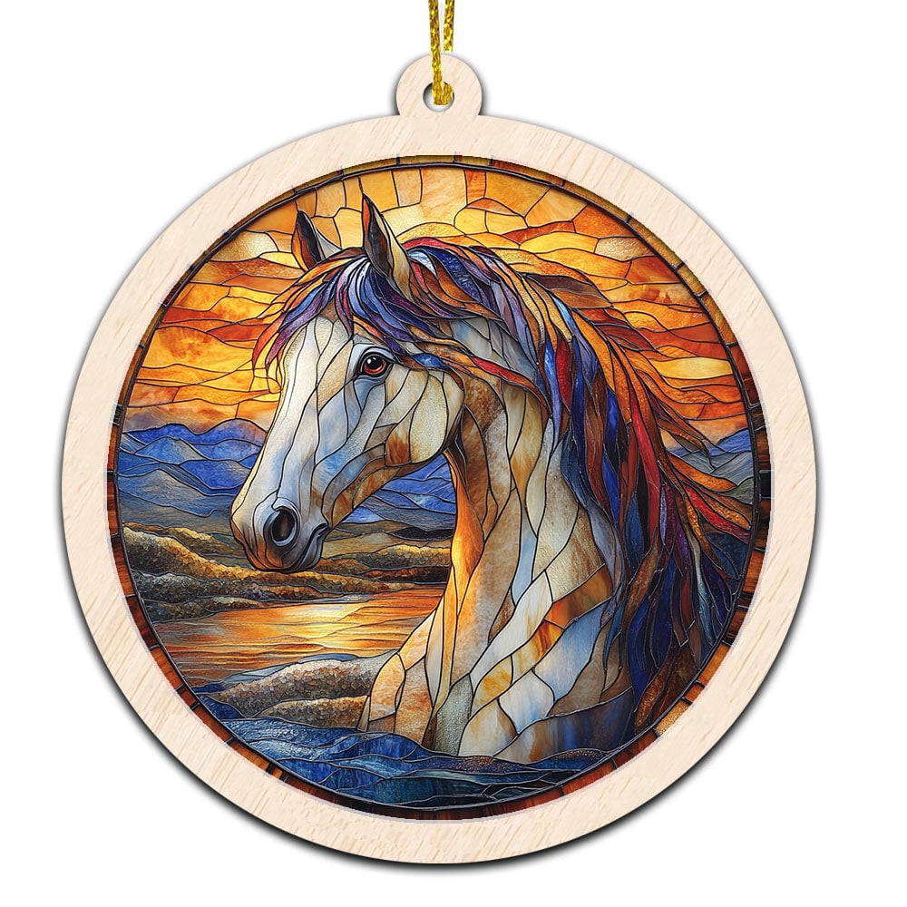 Bay Horse Stained Glass Suncatcher Ornament – Text Christmas 2025 Tree ...