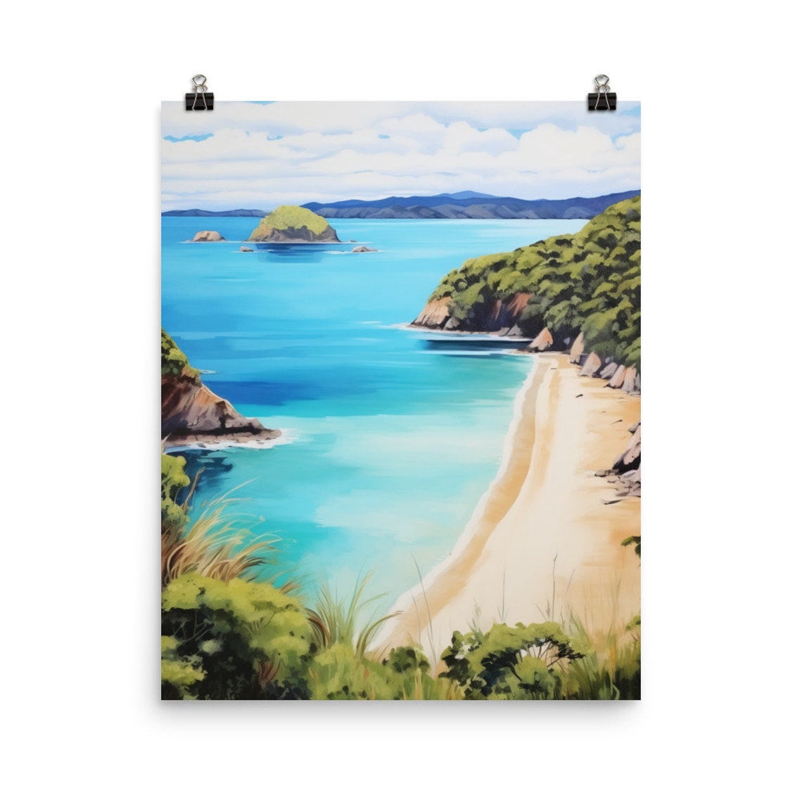 Bay Of Islands Print, New Zealand Coastal Wall Art, Pacific Ocean ...