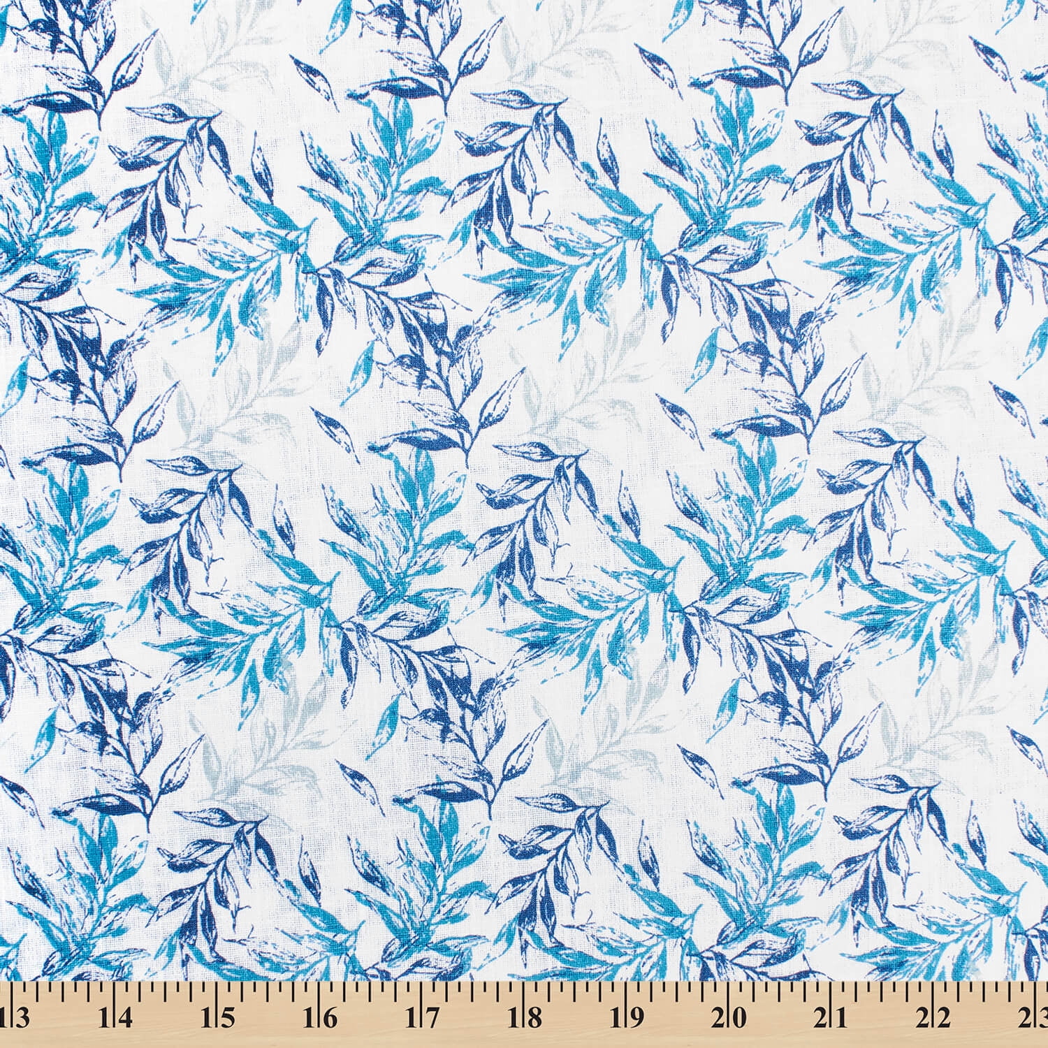Bay Leaf Print Linen-Look Polyester Cotton 58" Fabric By The Yard ...