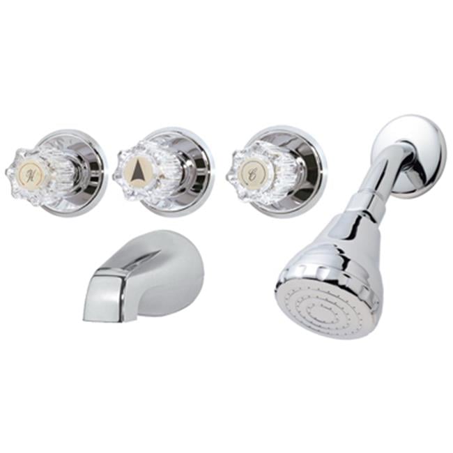 Bay Pointe Three Acrylic Handle Tubing & Shower Faucet, Chrome Finish ...