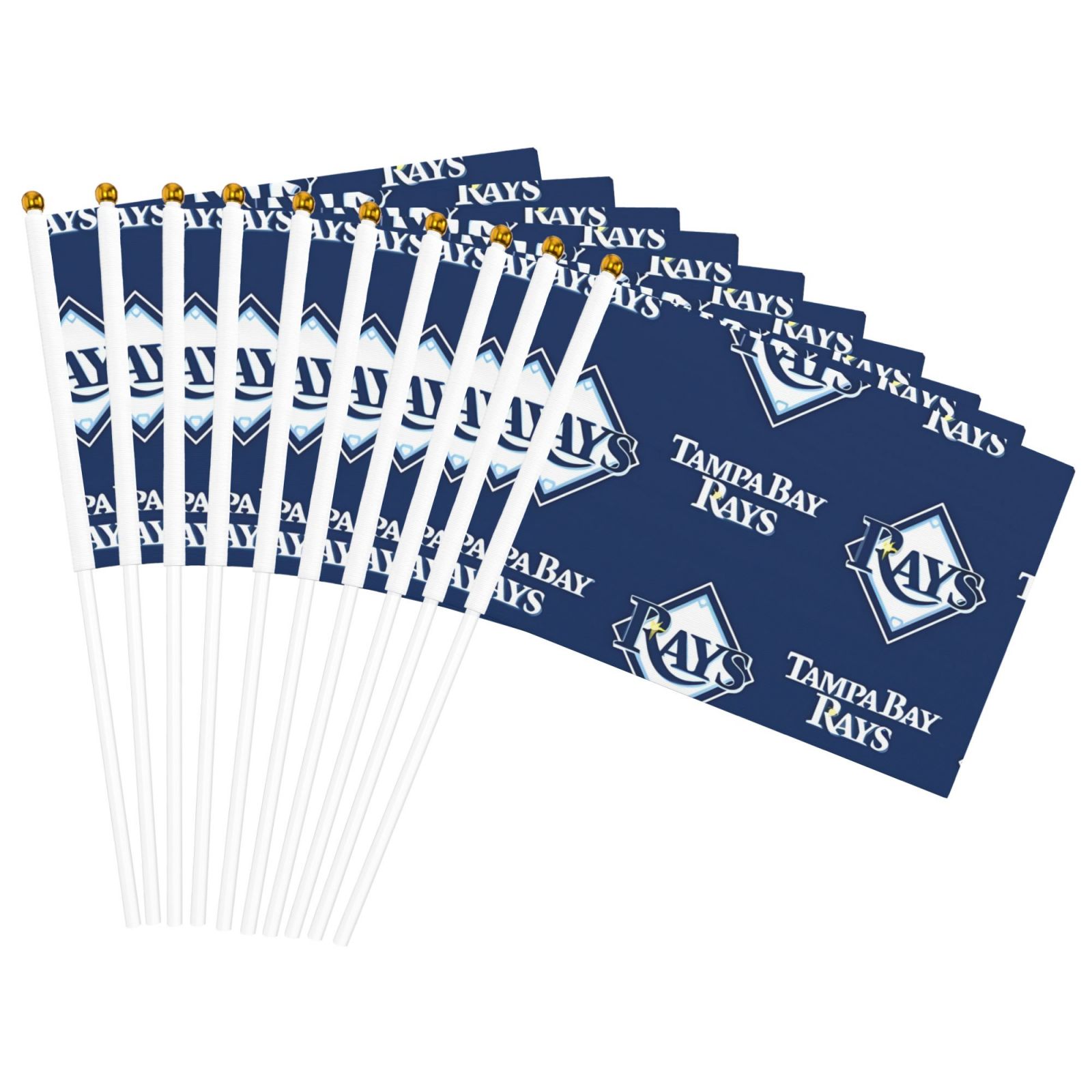Bay_Rays Baseball Team Double Sided Hand Waving Flag(Pack of 6 or 10 ...