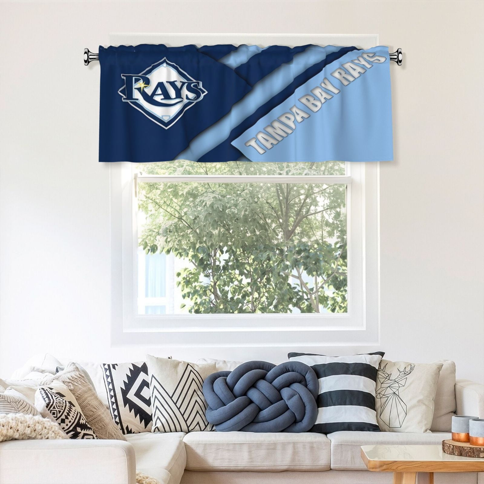 Bay_Rays Baseball Team Valance Rod Short Curtains 54x18 Inch, Luxury ...