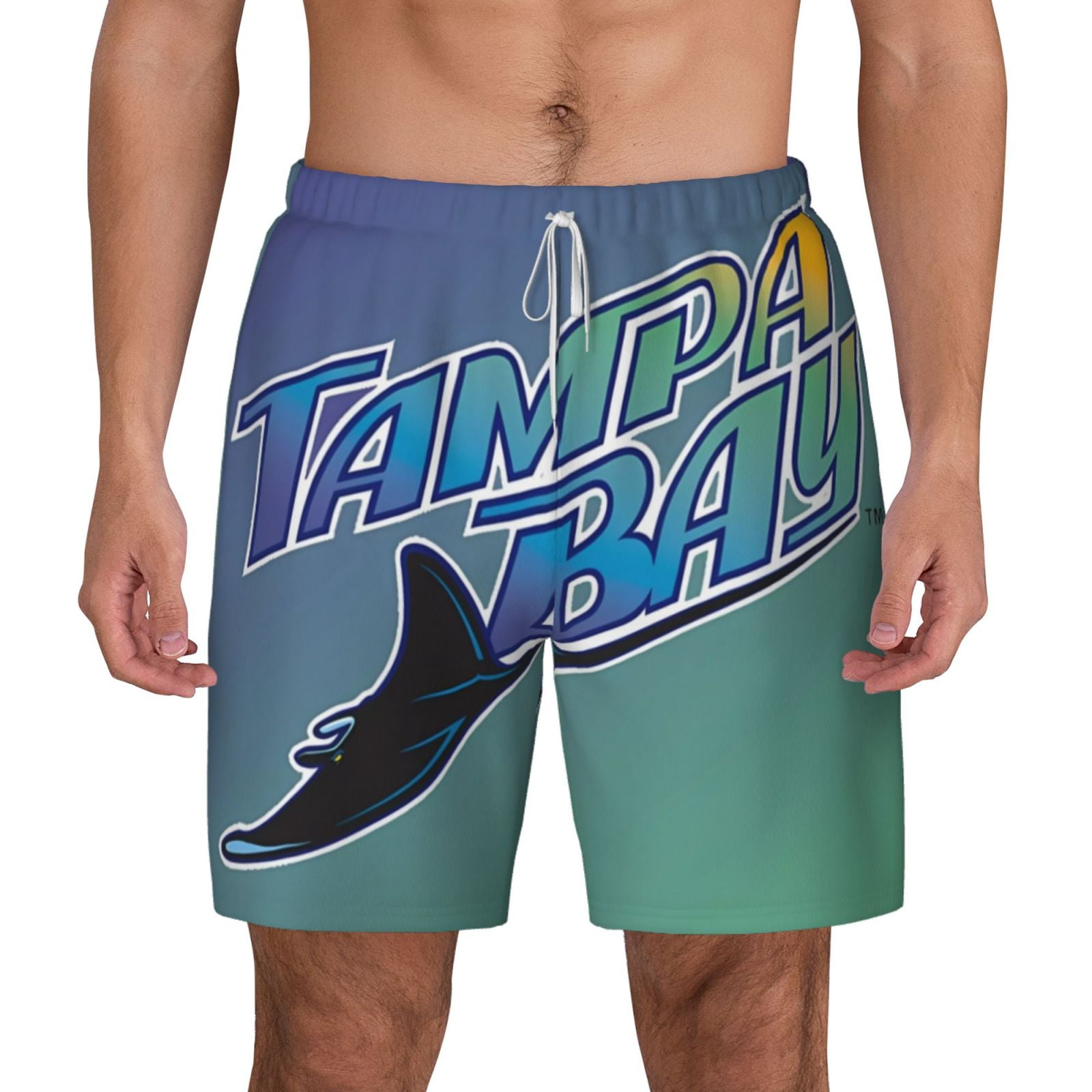 Bay_Rays Mens Elastic band Swim Shorts Double layered sports swim ...