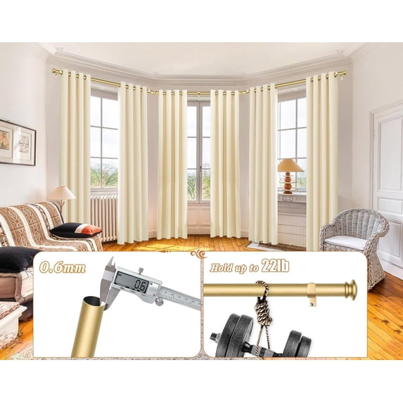 Bay Window Curtain Rods, 32-86 Inch Center Rod for window, 20 to 82 ...