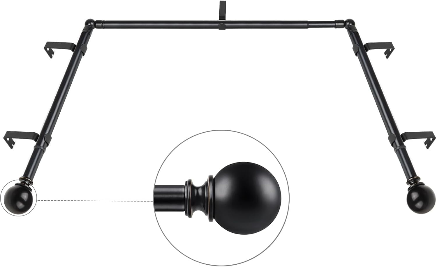 Bay Window Curtain Rods 48 to 84 Inches (Center Rod), 32 to 58 Inch ...