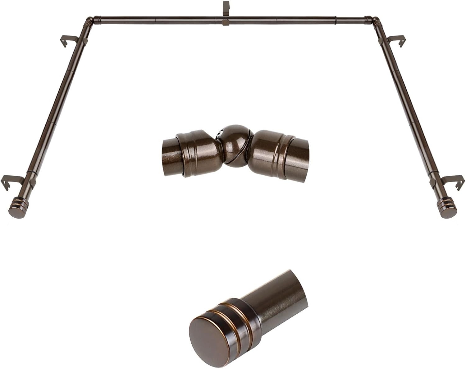 Bay Window Curtain Rods, 7/8 Inch Heavy Duty Curtain Rods for Bay ...