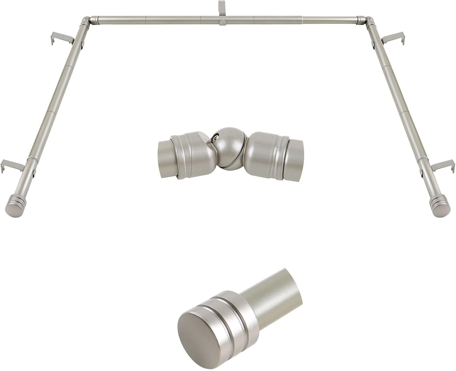 Bay Window Curtain Rods, 7/8 Inch Heavy Duty Curtain Rods for Bay ...