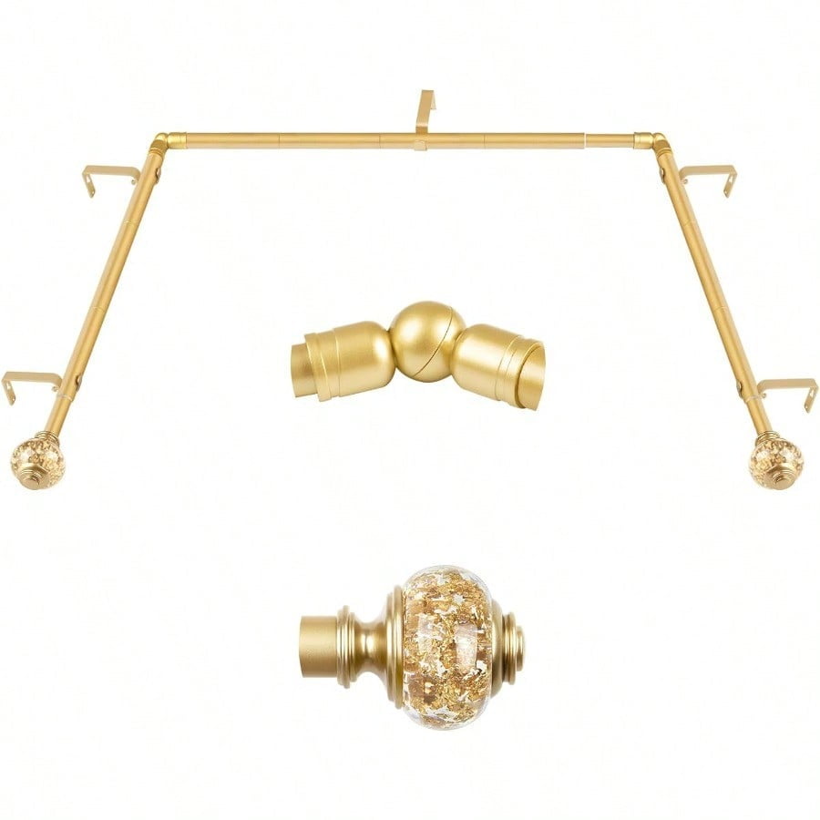 Bay Window Curtain Rods Gold Curtain Rods For Bay Windows 32 To 86 Inch ...