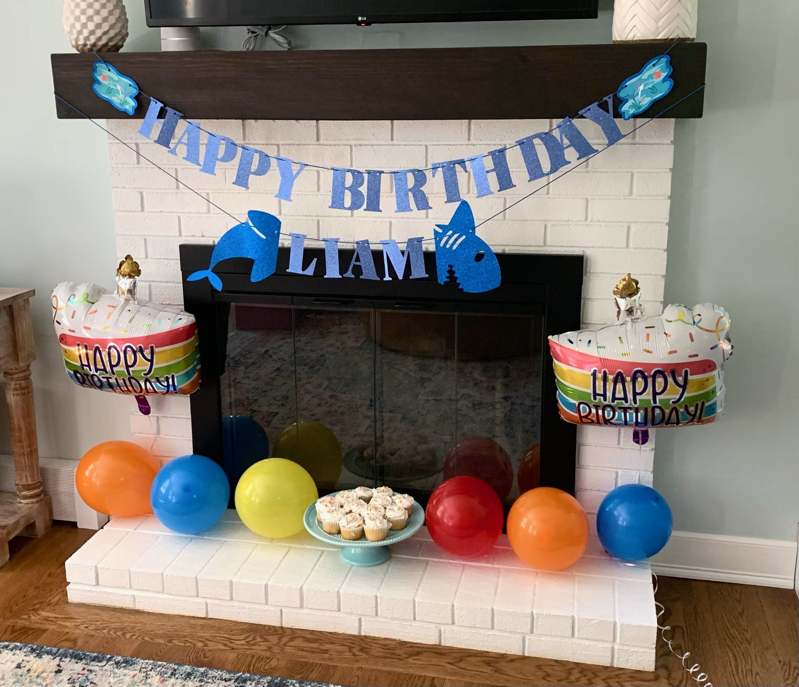 Bay and Birch Designs Shark Happy Birthday Banner Personalized 8ft L ...