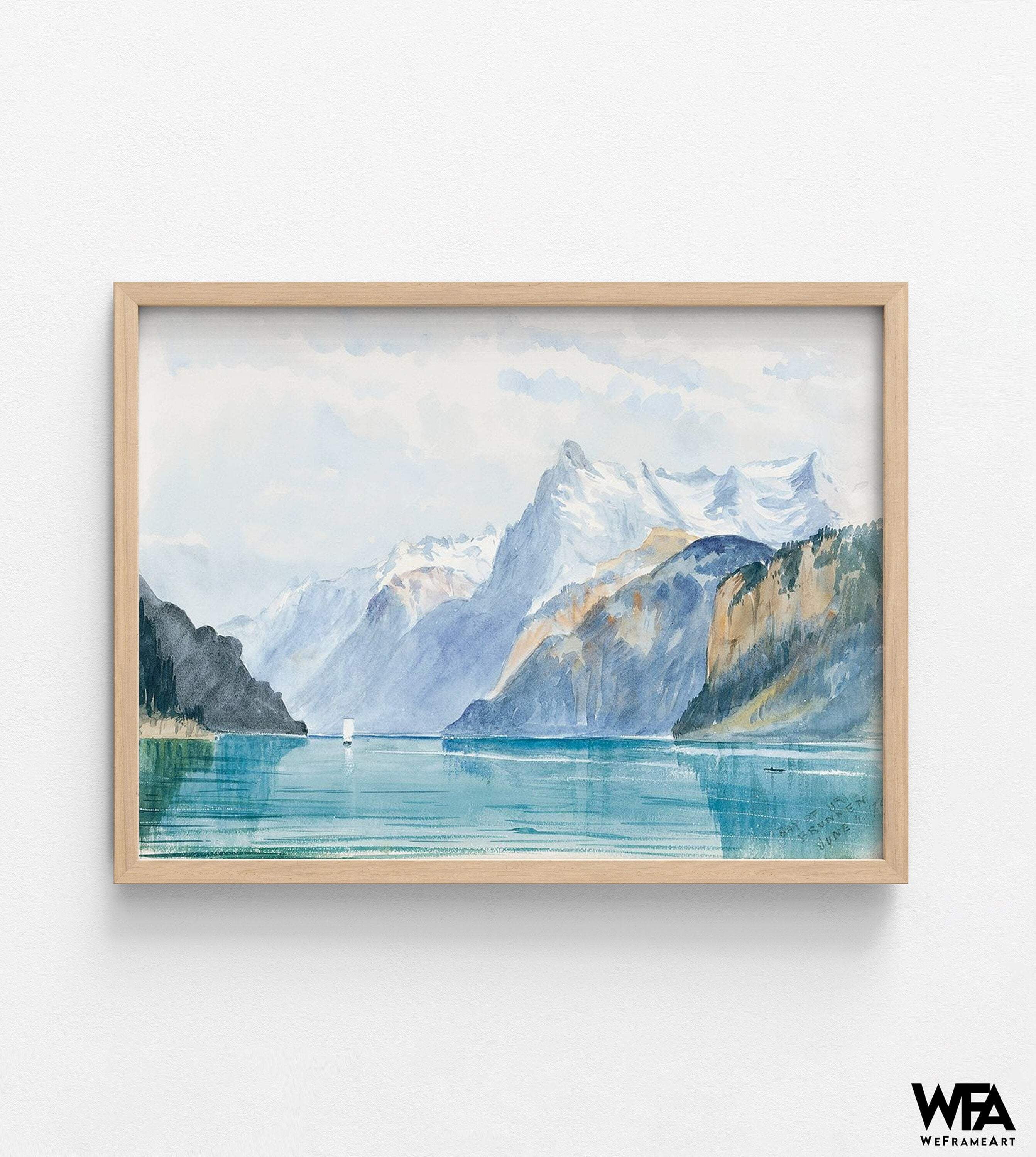Bay of Uri-Brunei from Switzerland by John Singer Sargent, Framed Snowy ...