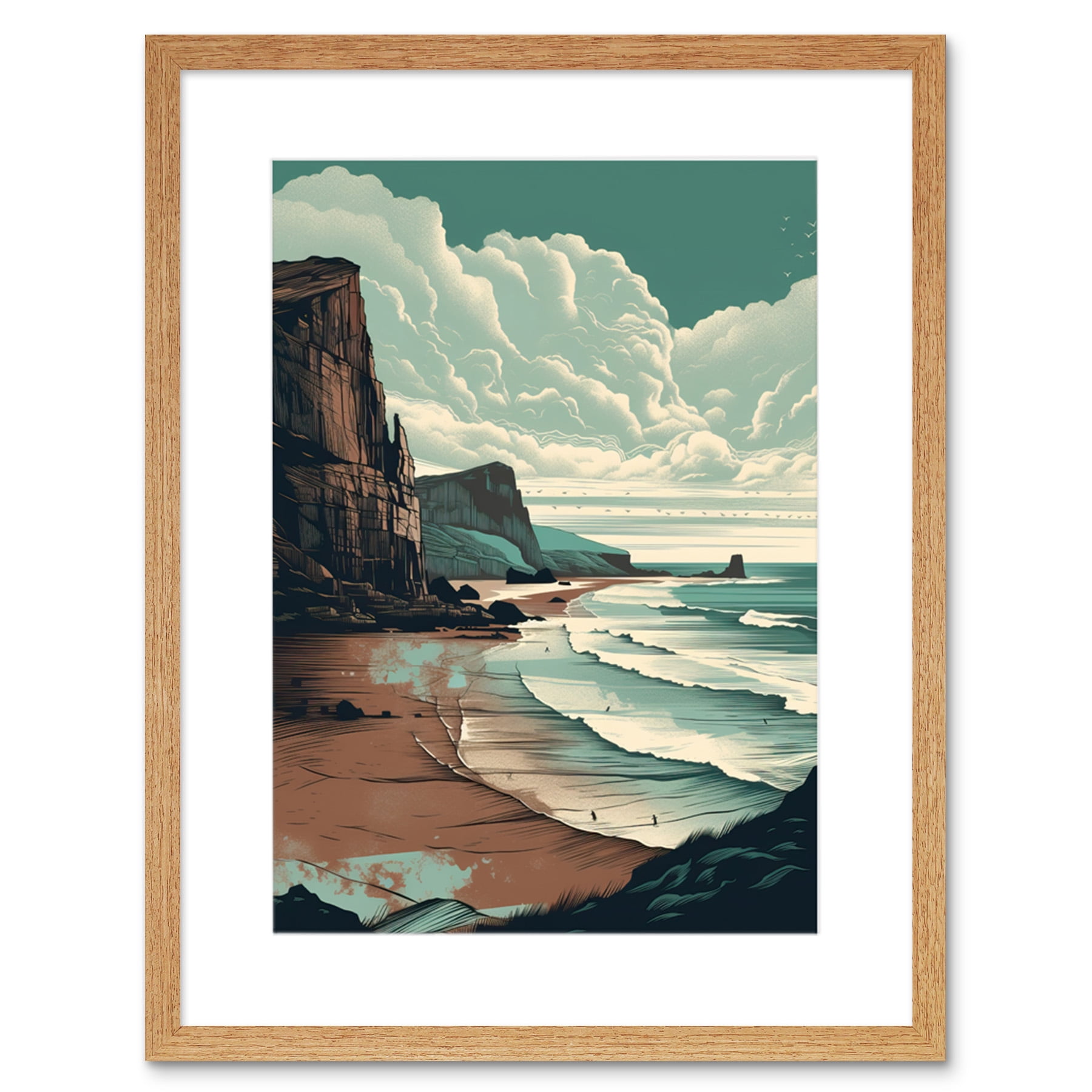 Bay with Cliffs Dramatic Coastal Landscape Artwork Framed Wall Art ...